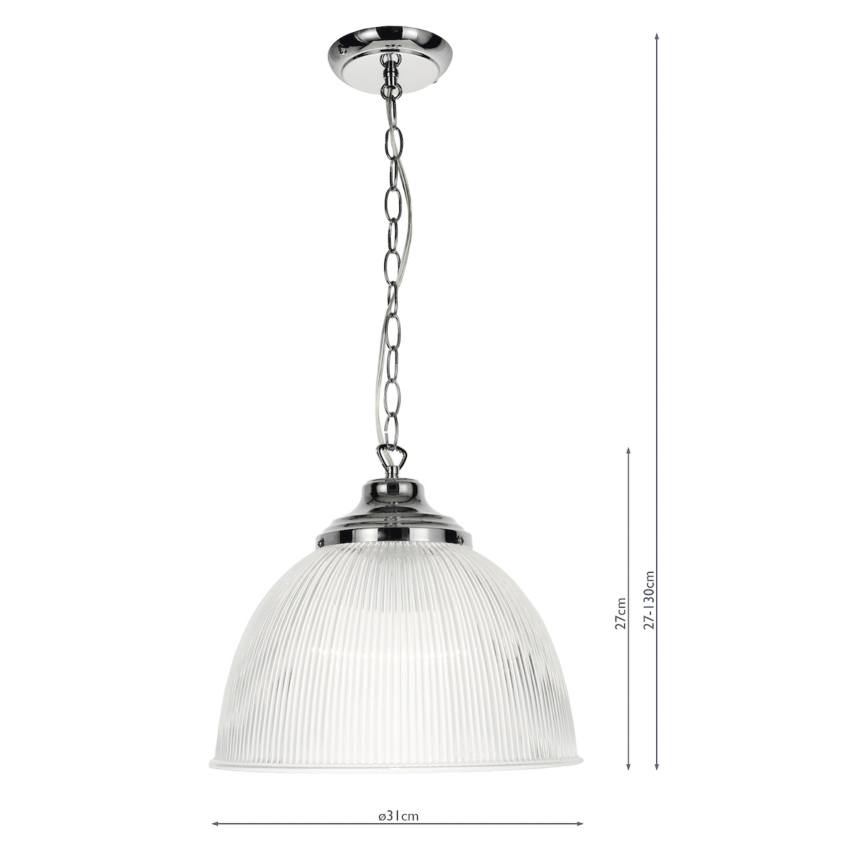 Edna Pendant Ribbed Glass Polished ChromeRibbed Glass - Romerils Jersey