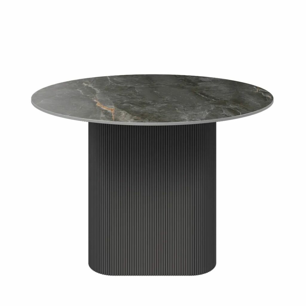 Cartier Round Gloss Grey Ceramic Dining Table -120cm - Romerils Jersey