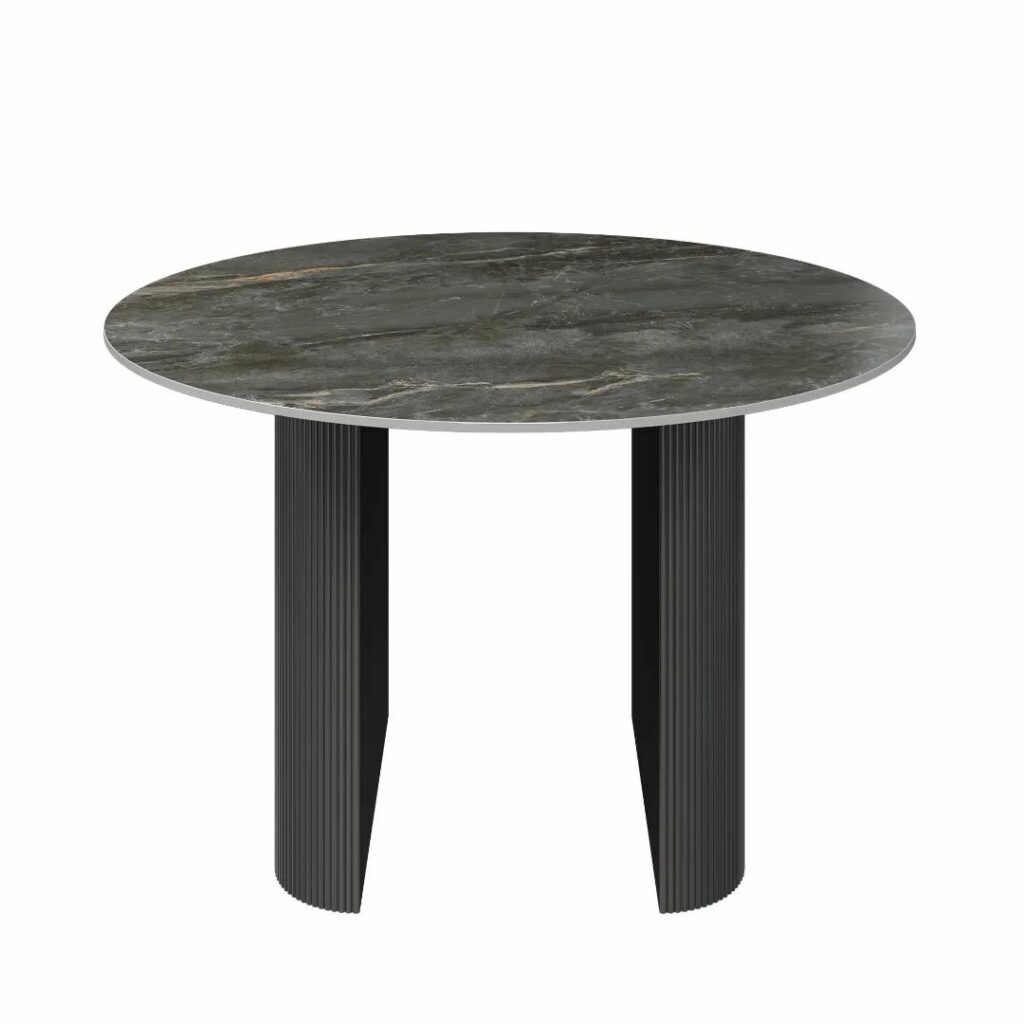 Cartier Round Gloss Grey Ceramic Dining Table -120cm - Romerils Jersey