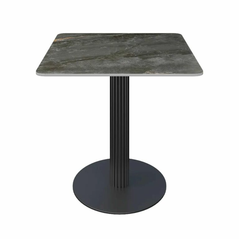 Cartier Square Gloss Grey Ceramic Dining Table - 80cm - Romerils Jersey