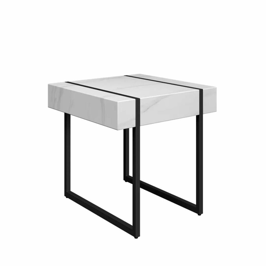 Montblanc White Marble Effect Side Table - Romerils Jersey