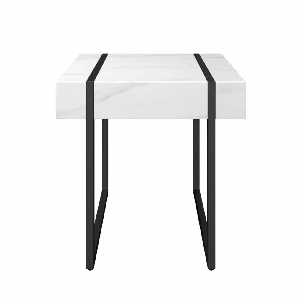 Montblanc White Marble Effect Side Table - Romerils Jersey