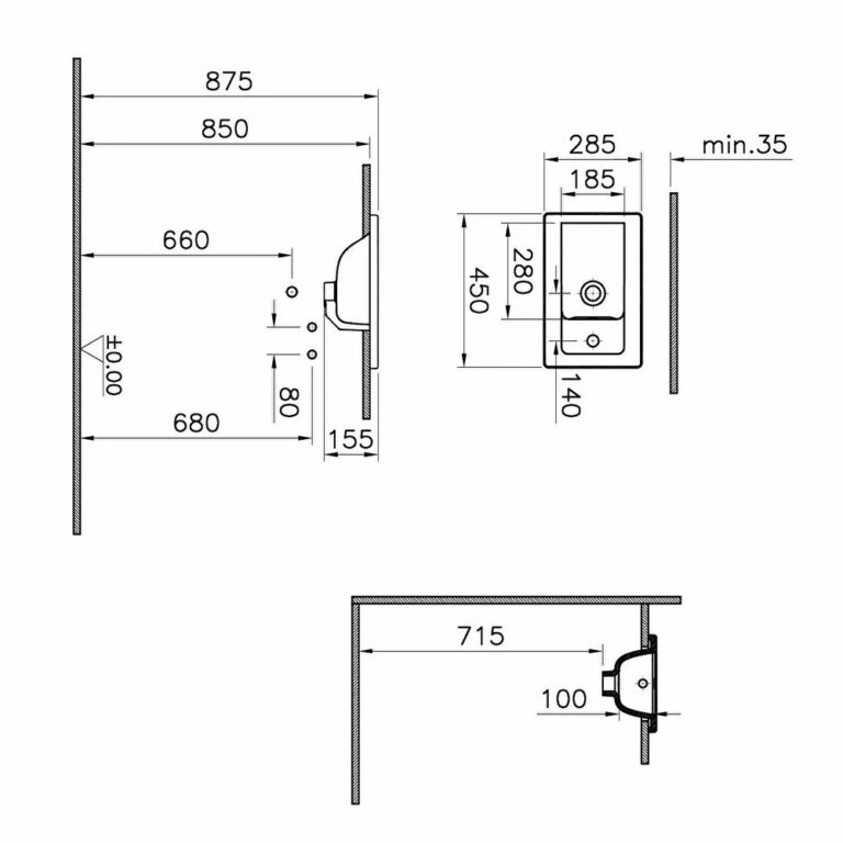 VitrA Integra Wall Mounted Compact Complete Basin Unit - Gloss ...